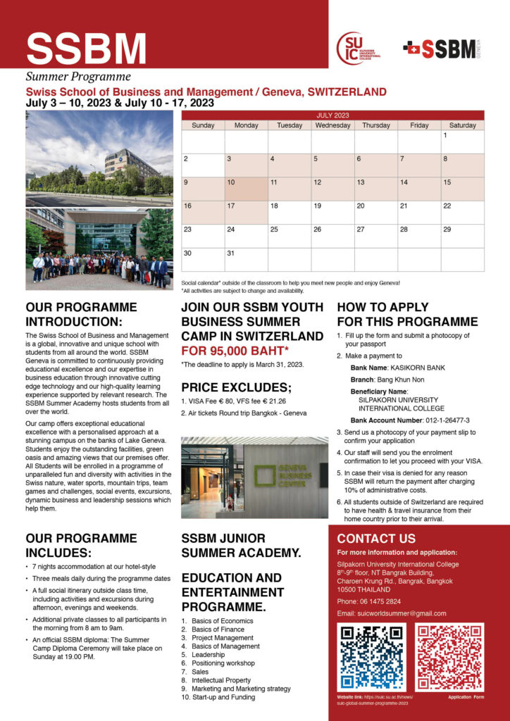 SUIC Global Summer Programme 2023 - Silpakorn University International ...